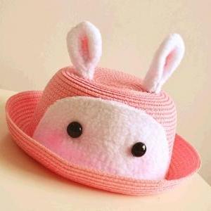 Rabbit Ears Child Straw Cap Baby Sunhat on Luulla