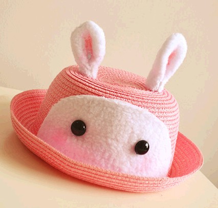 Rabbit Ears Child Straw Cap Baby Sunhat on Luulla
