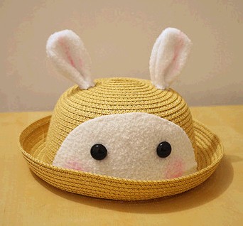 Rabbit Ears Child Straw Cap Baby Sunhat on Luulla