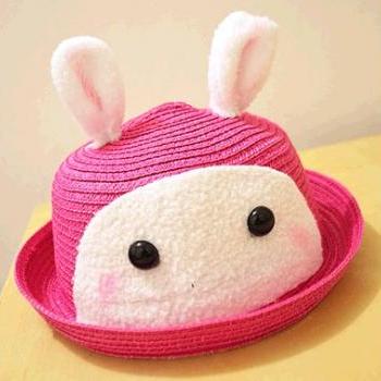 Rabbit Ears Child Straw Cap Baby Sunhat on Luulla