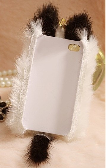 Cute Cat Fluffy Style Fur Case For Iphone 4 / 4s / 5 With White on Luulla